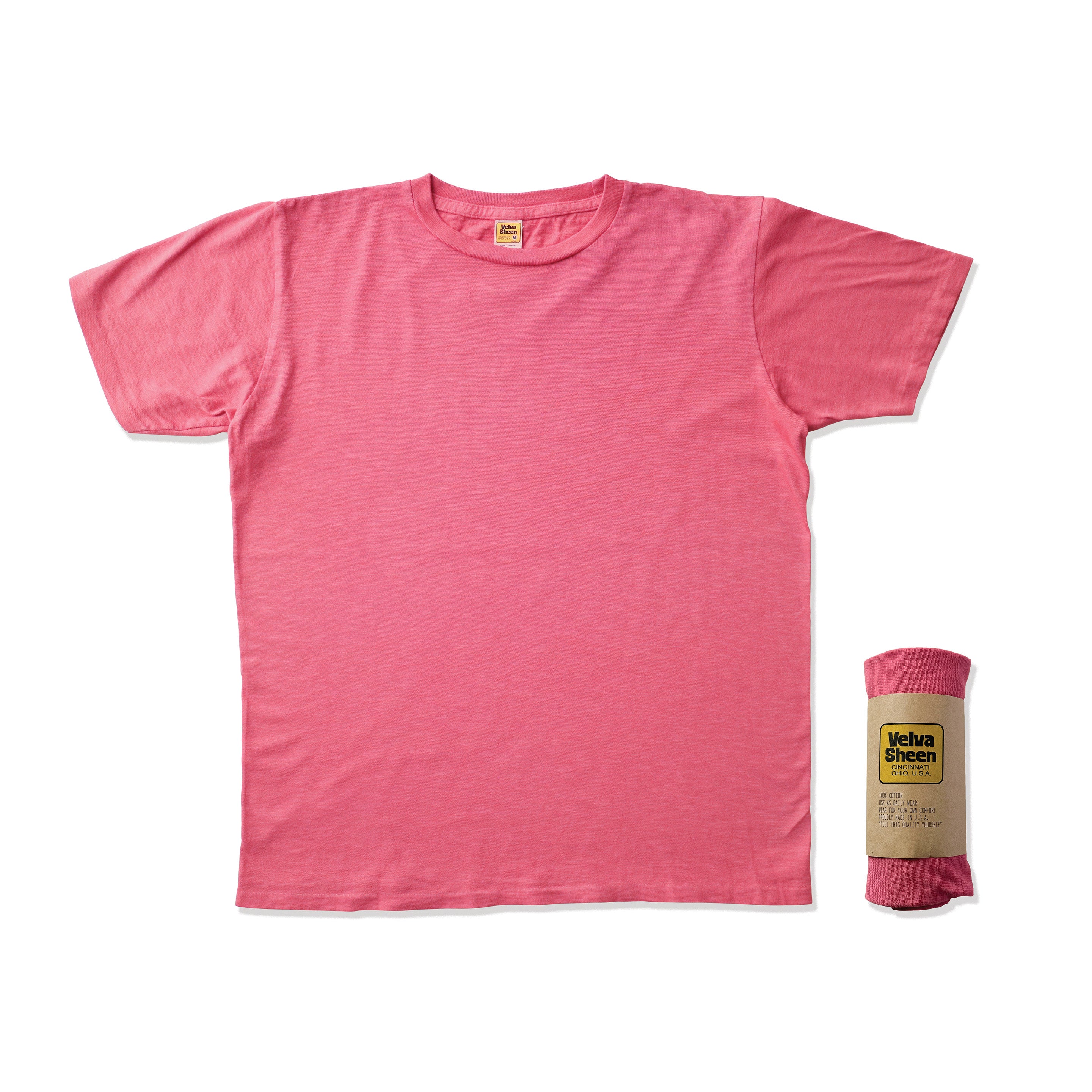 Rolled Short sleeve Crew neck Tee / Radiant Red – VELVA SHEEN