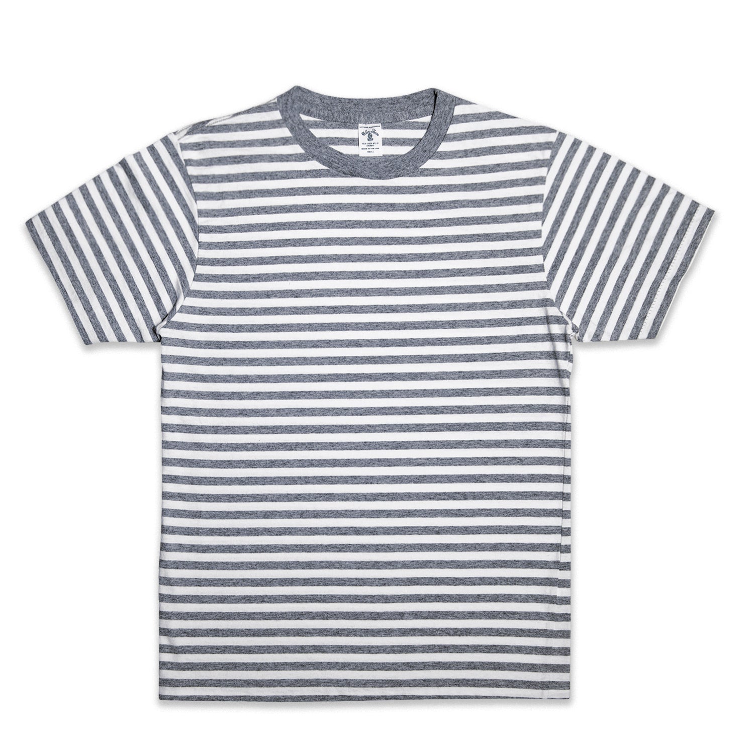 Narrow Stripe S/S C/N Tee / White/H.Grey – VELVA SHEEN