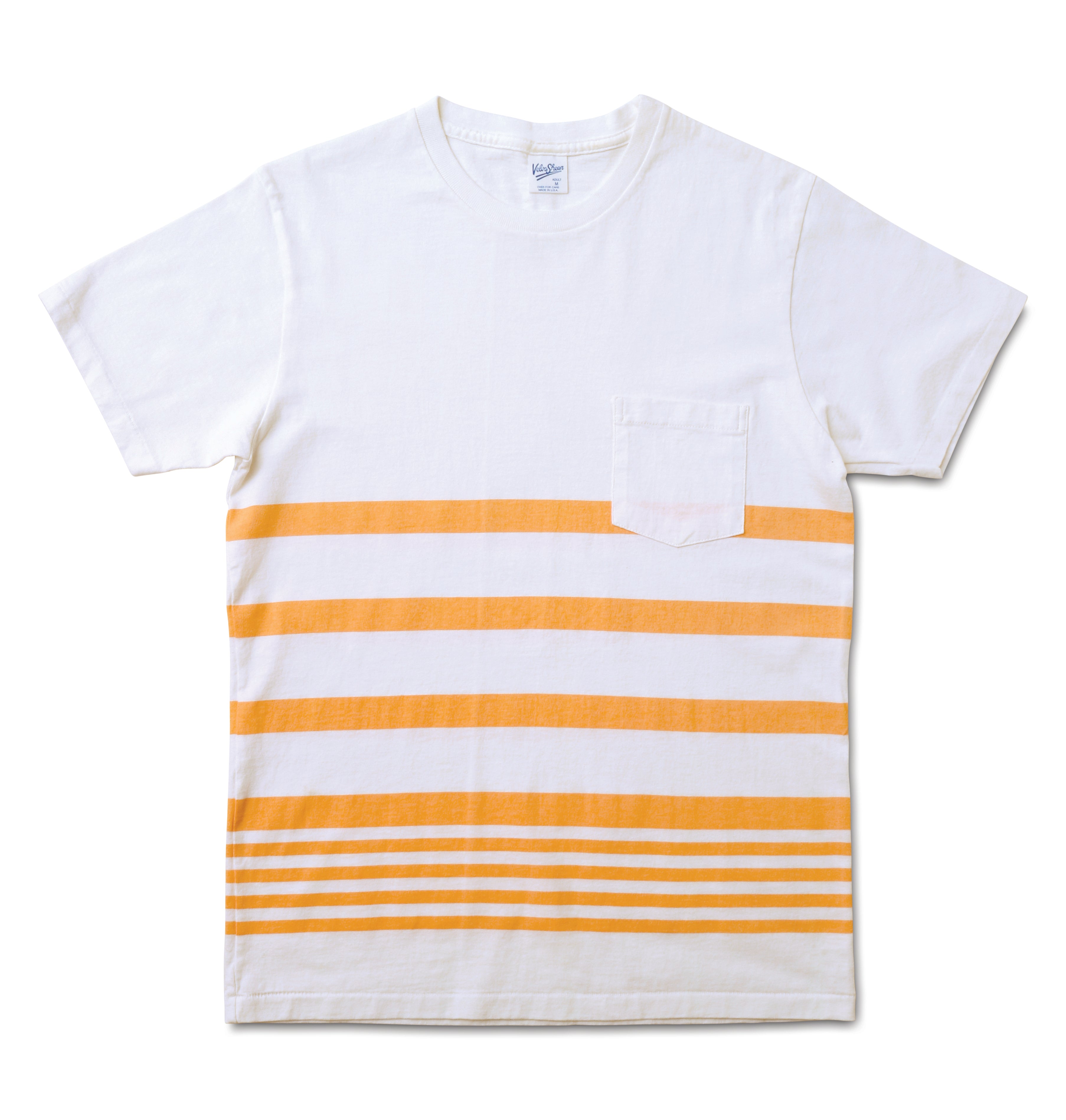 Narrow Wave Stripe Tee / White/Orange – VELVA SHEEN
